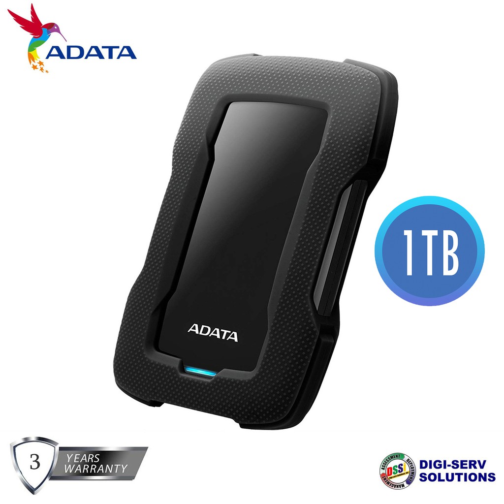 Adata HD330 1TB (Black) 2.5 Rugged and Shockproof External Hard Drive ...