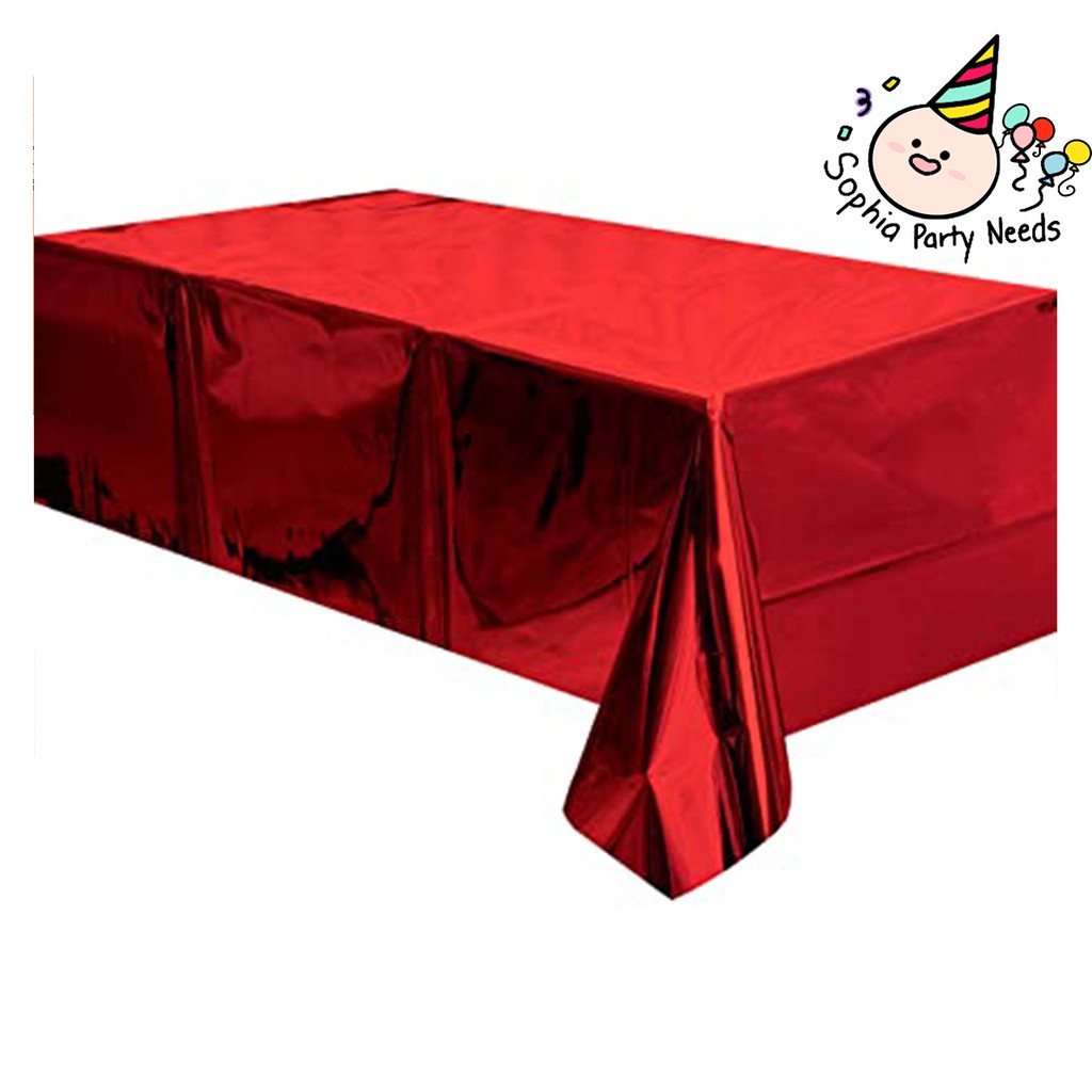 Red Shiny Metallic Foil Table Cover for Adult Teenage Birthday Party ...