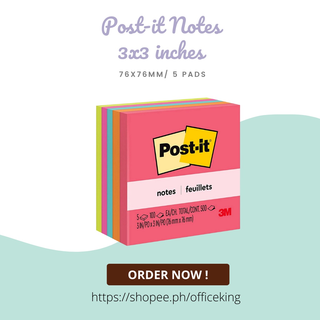 3M POST IT 3X3 inches Assorted Colors 5 Pads | Shopee Philippines