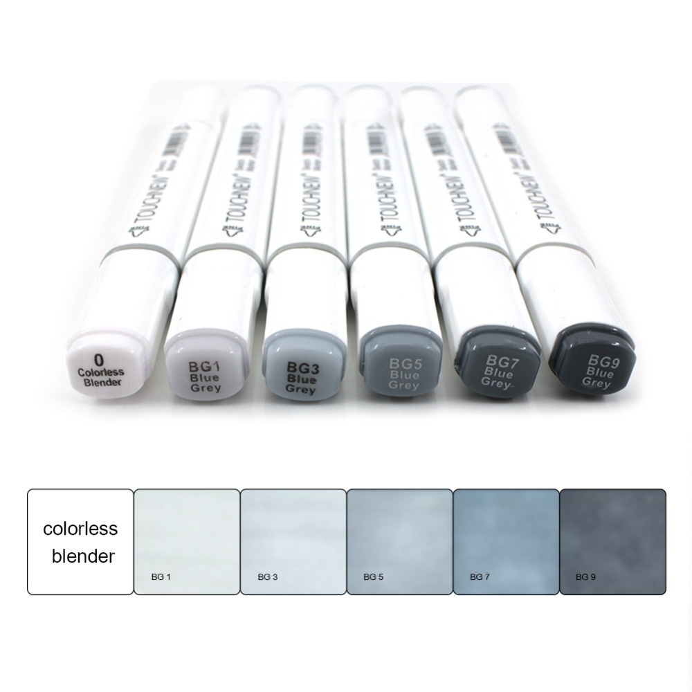 Touchnew 6Pcs Grey Colors Art Markers Double-Tip Sketch Markers Alcohol ...