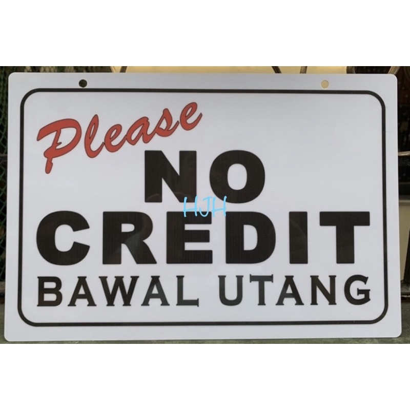 NO CREDIT BAWAL UTANG PVC Signage 7.8x11 inches | Shopee Philippines
