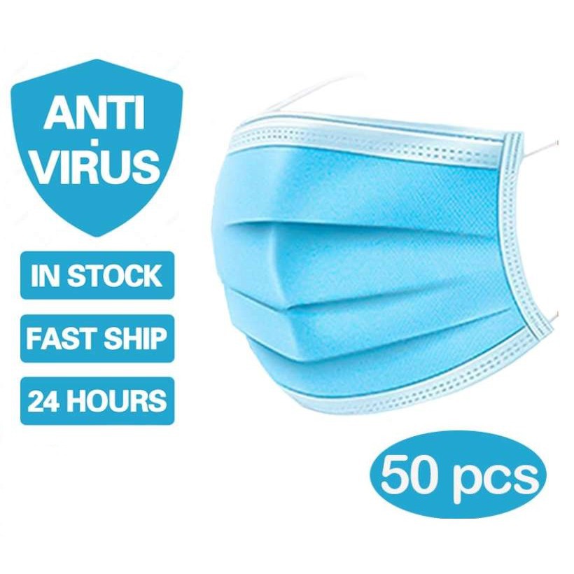 50 PCS BLUE Face Masks N88 Surgical 3ply Excellent Quality Facemask NO ...