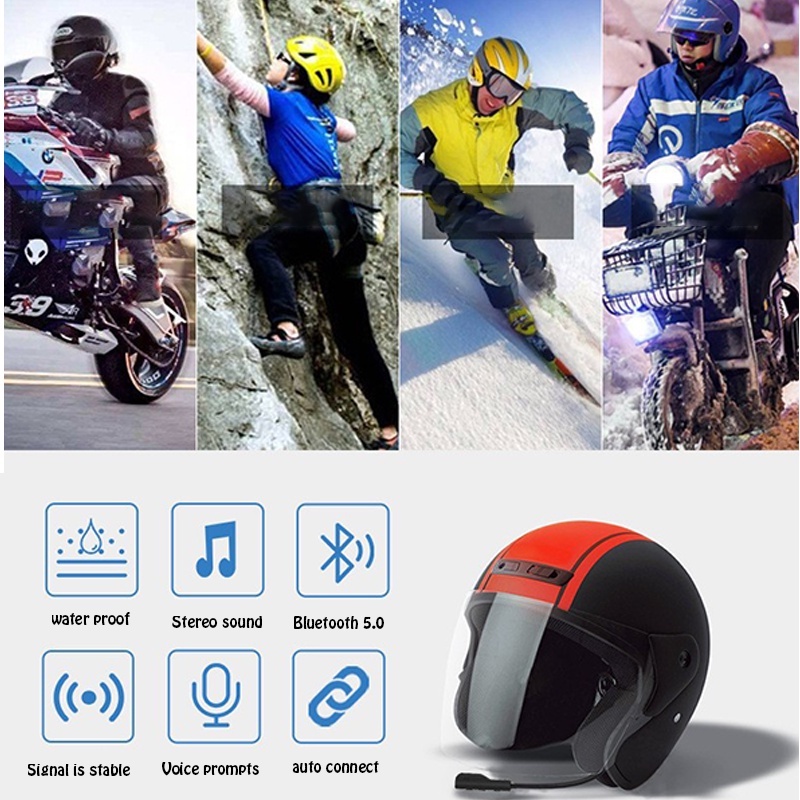 intercom for helmet Bluetooth 5.0 Motorcycle Helmet Headset Waterproof ...