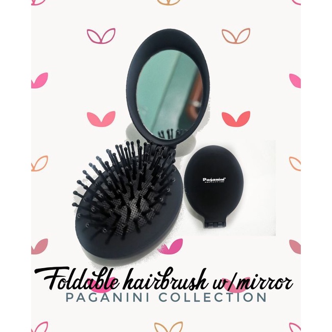 foldable brush w/ mirror, paganini collection, compact hairbrush ...