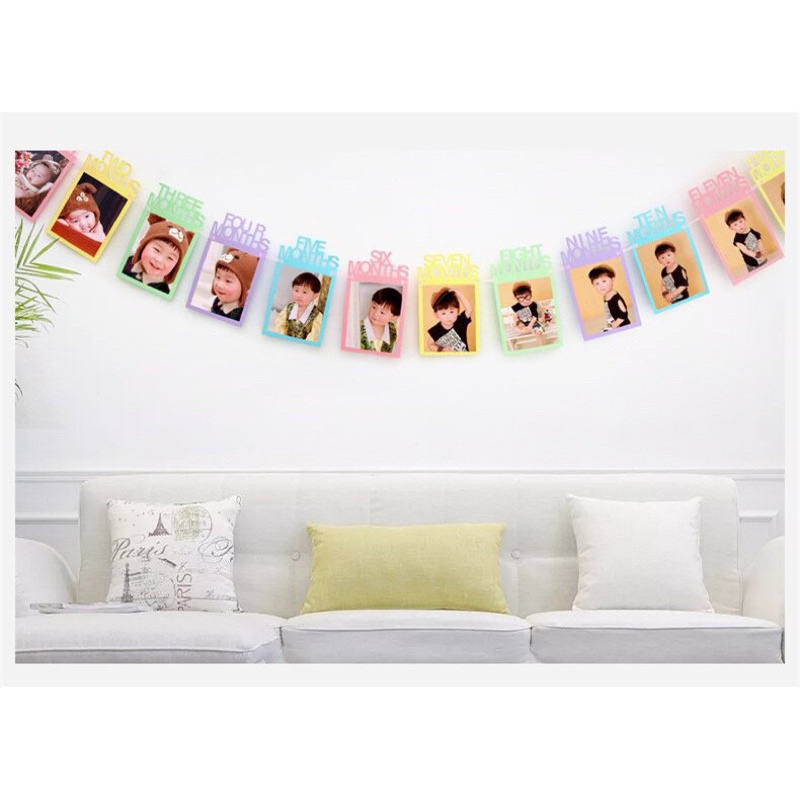 Photo banner 1-12 months banderitas frame for 4R picture for party ...