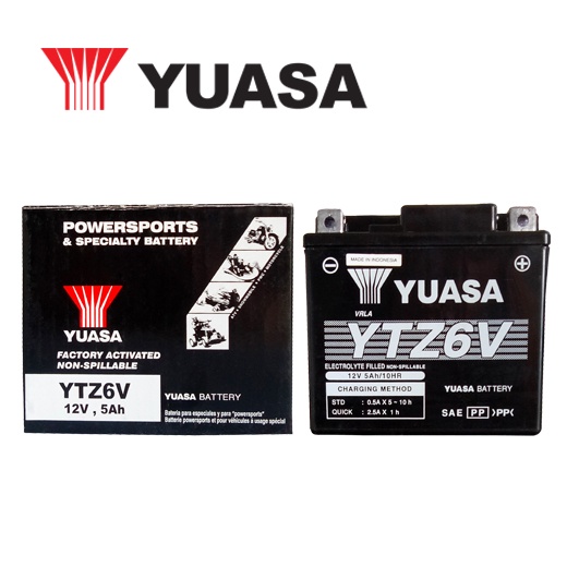 YUASA Ytz6V Motorcycle Battery (12V-5Ah) Maintenance-Free Fully Sealed ...