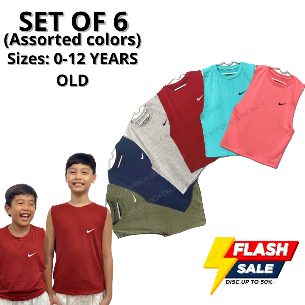 Set Of 6 Trending Muscle Tees For Kids UNISEX (Assorted Colors ...