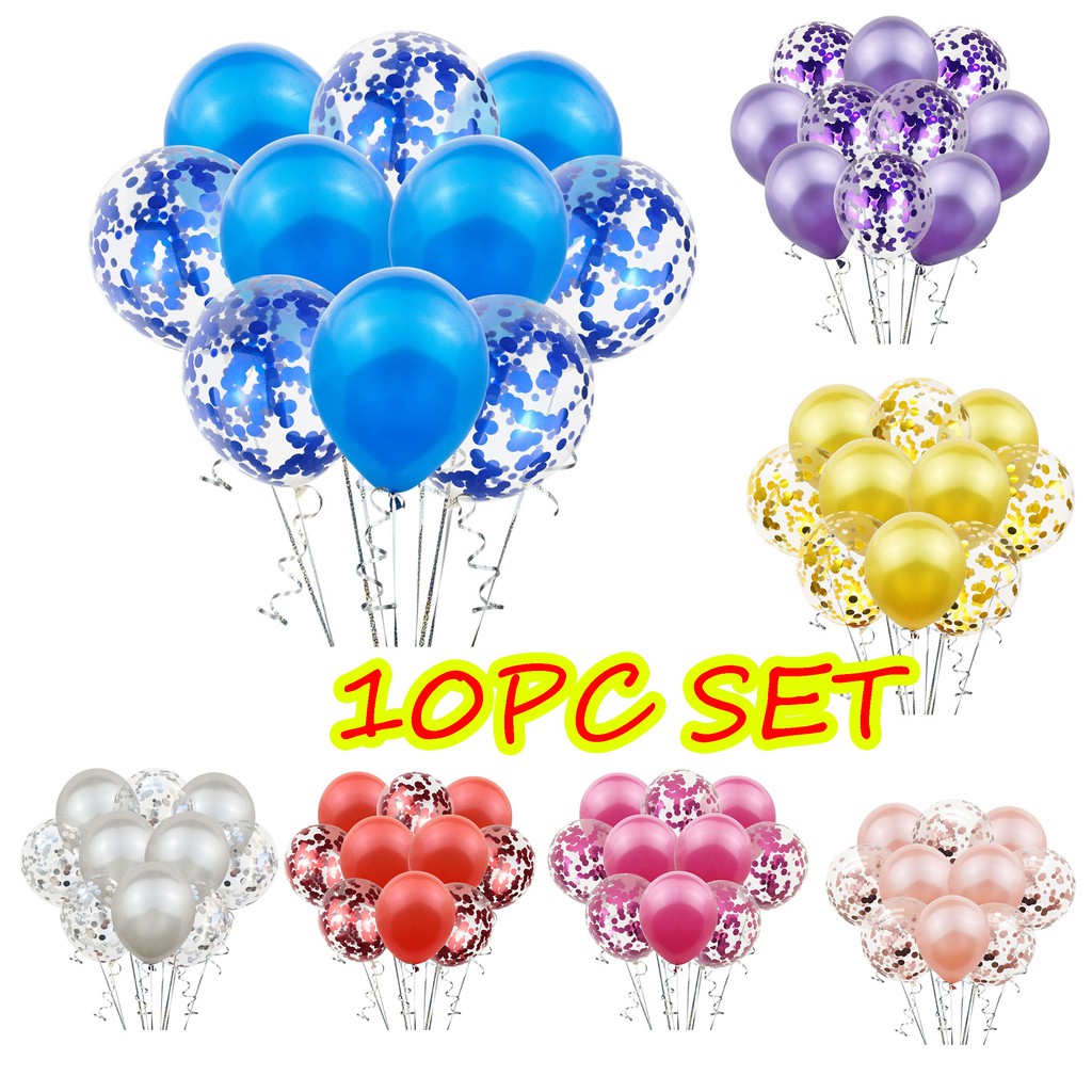 10Pc 12 Inch Confetti Sequins Balloon for Birthday Party Decoration ...