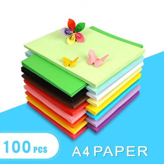 100 PCS Colored Paper “A4 Size” Stationary School Supplies | Shopee ...