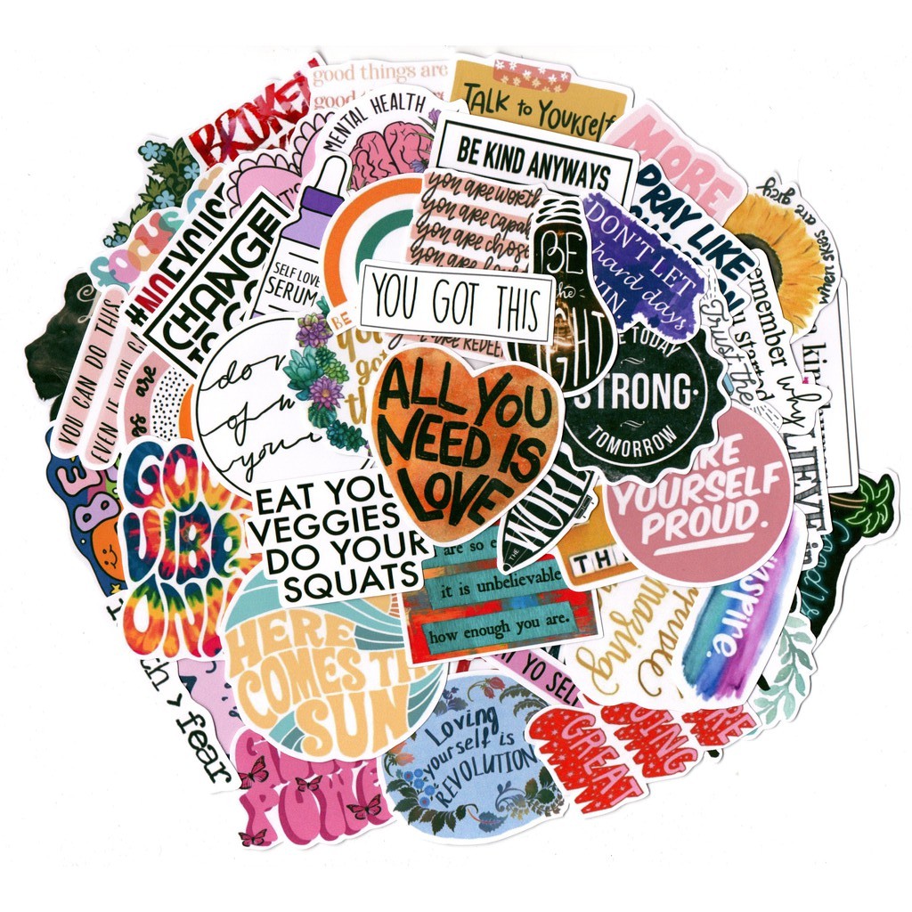 50 PCS| POSITIVITY MOTIVATIONAL STICKERS SELF LOVE LUGGAGE LAPTOP SELF ...