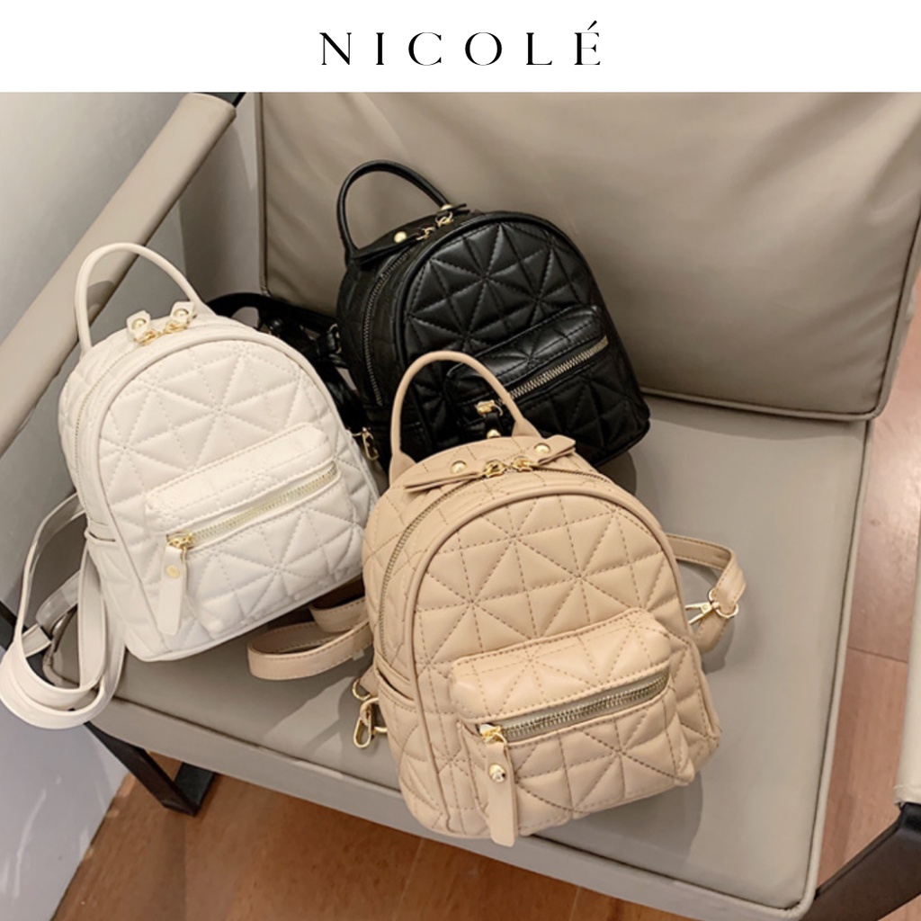 Bea Leather Quilted Classic Cute Trendy Korean Backpack | Shopee ...