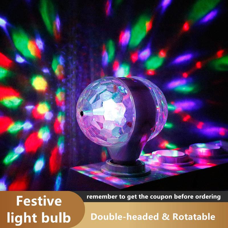 E27 Double-Headed Rgb Led Rotating Light Christmas Lights Bulb Small ...
