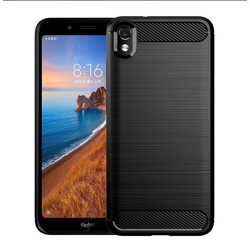 Xiaomi Redmi 7A Casing Armor Carbon Fiber TPU Soft Silicone Back Cover ...