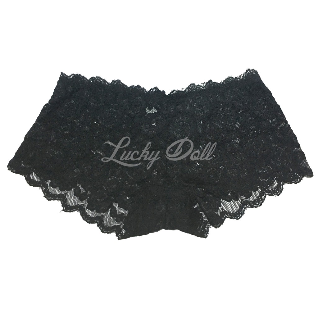 Black Lace Cheeky Butt Brazilian Floral Boyleg Panty | Shopee Philippines