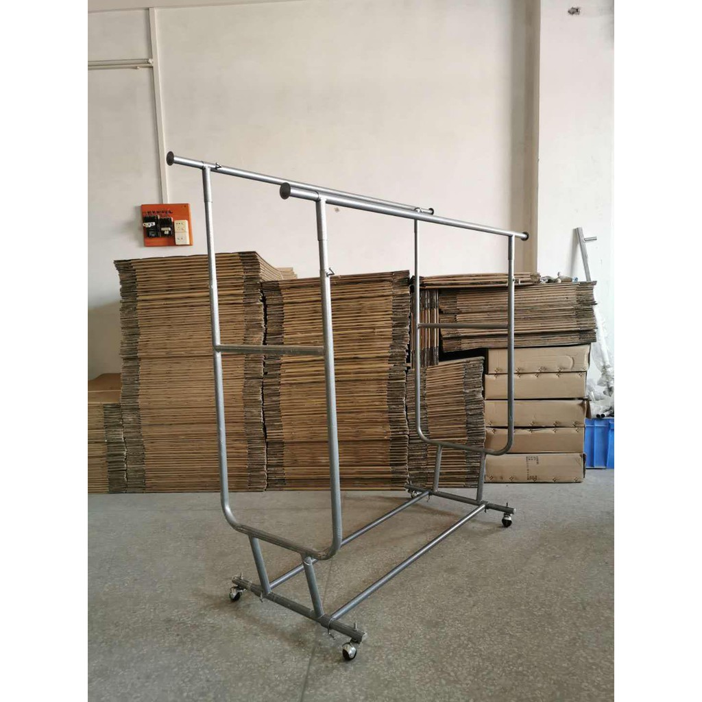 Heavy Duty Double Rail Rolling Clothing Display Rack | Shopee Philippines