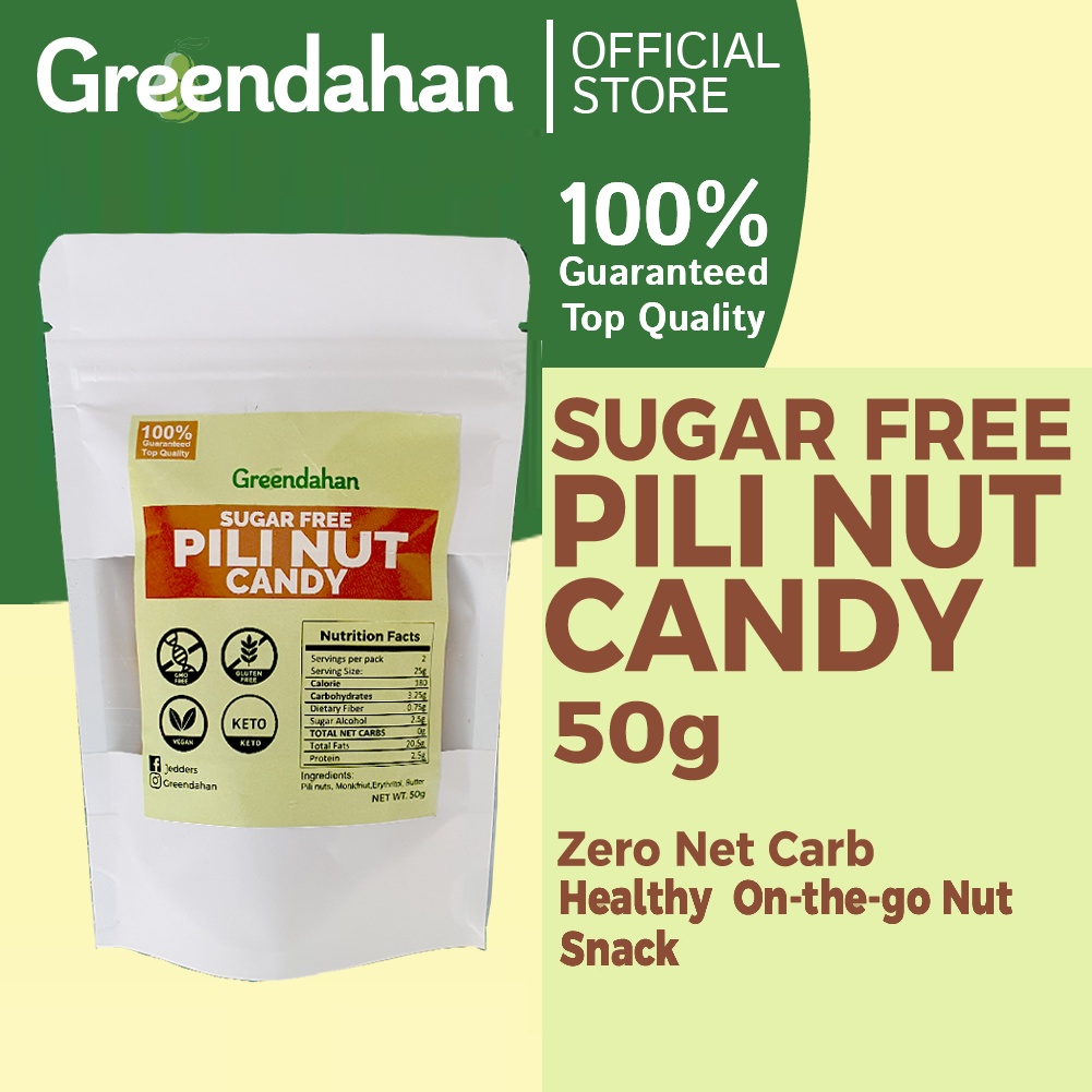GREENDAHAN/ Sugar Free Pili nut Candy 50g - Keto/Low carb Friendly ...