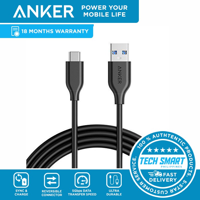 Anker PowerLine USB C to USB A Cable 56k Ohm Resistor 3ft | Shopee ...