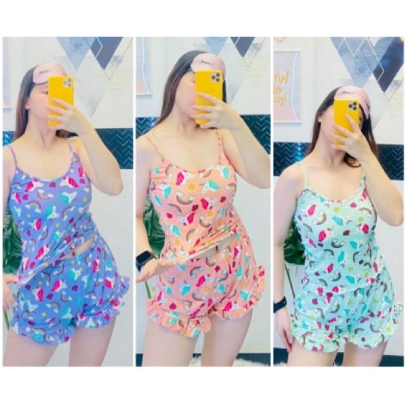 HAILEY TERNO SHORTS SLEEVELESS raffles sleepwear pangbahay pangtulog ...