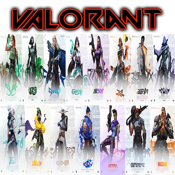 Valorant poster (SET 15PCS) size : A4 (210 x 297mm) | Shopee Philippines