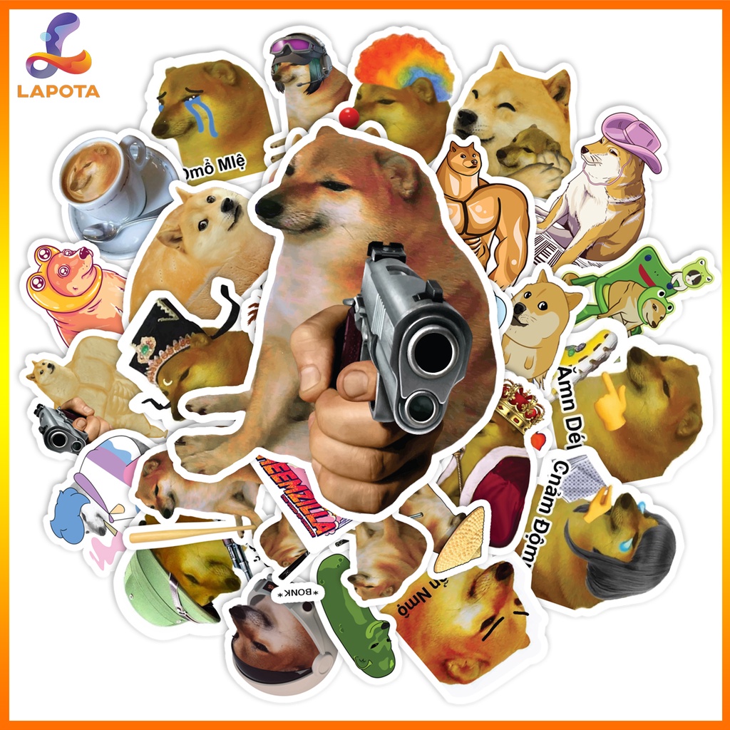 Set Of 50 Sticker Cheems meme, Waterproof Cheems Sticker, meme Dog ...