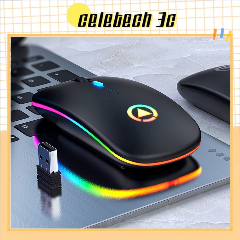 [COD/Ready]Rechargeable Mouse Wireless Silent LED Backlit Mice USB ...