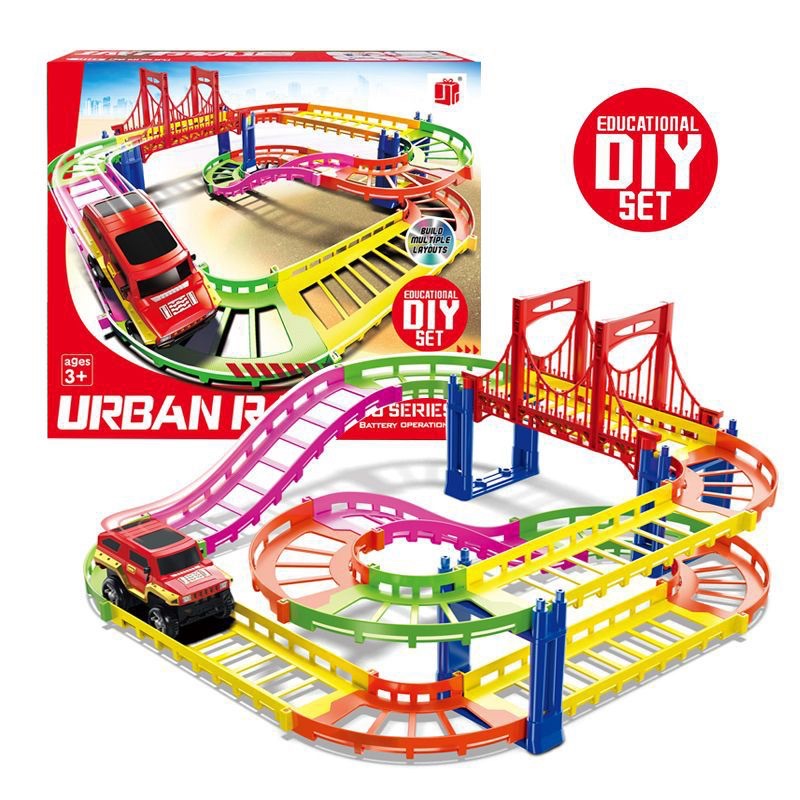3D Electric Rail Toy Car Color Track Racing Educational Assemble Toy ...