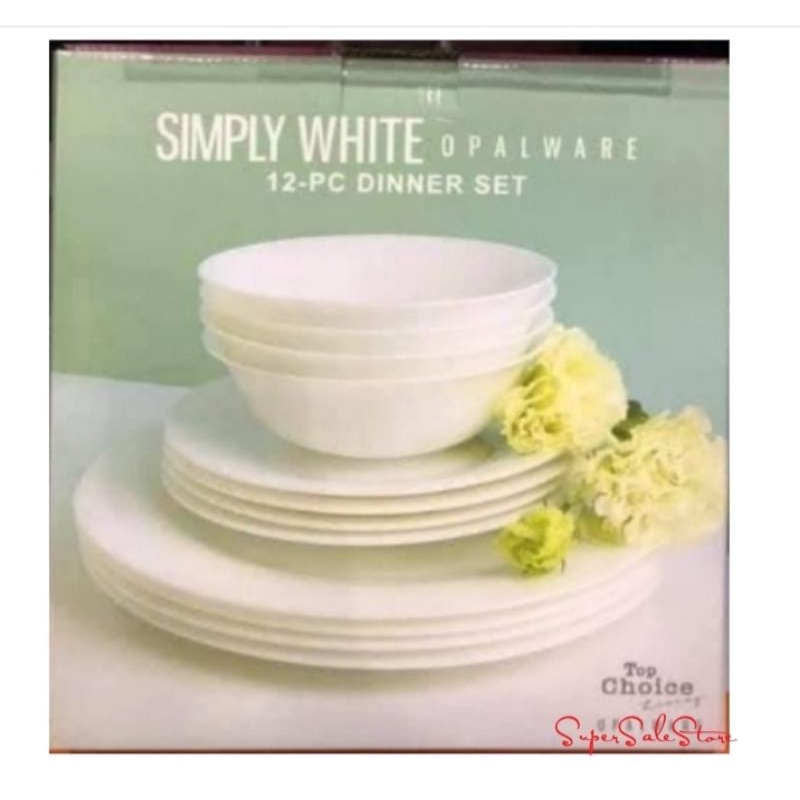 SIMPLY WHITE Opalware-12 pc. Dinner Set | Shopee Philippines