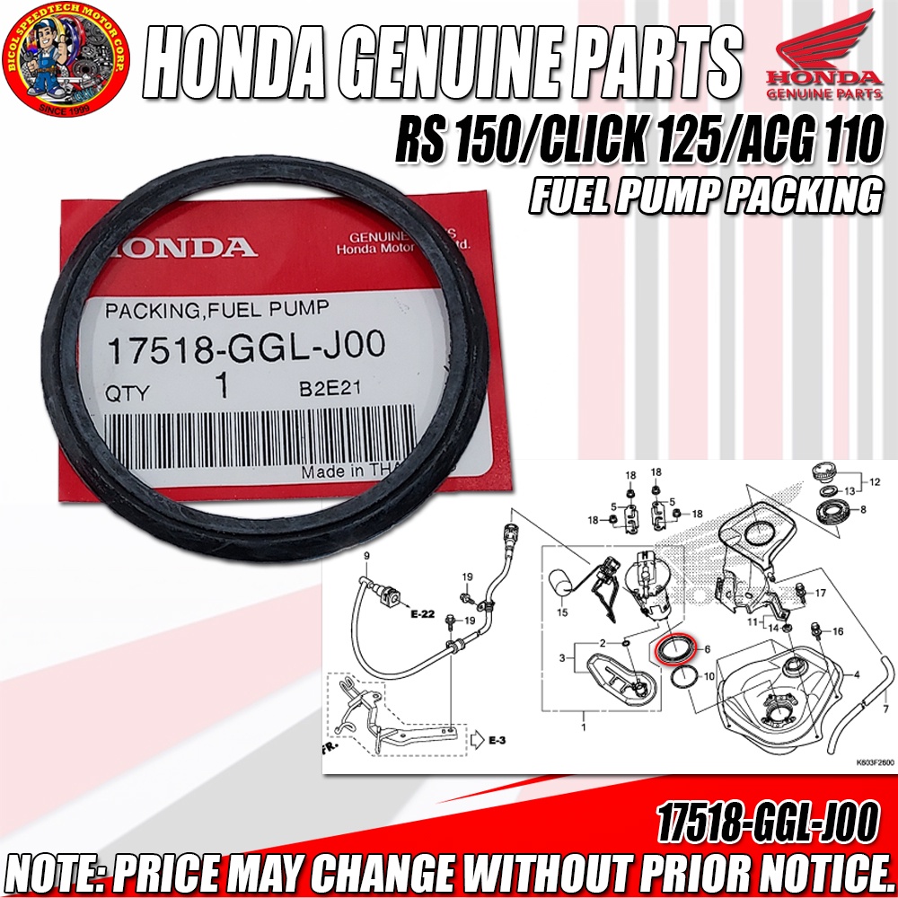 RS 150/CLICK 125/ZOOMER X FUEL PUMP PACKING (HPI) (GENUINE: 17518-GGL ...