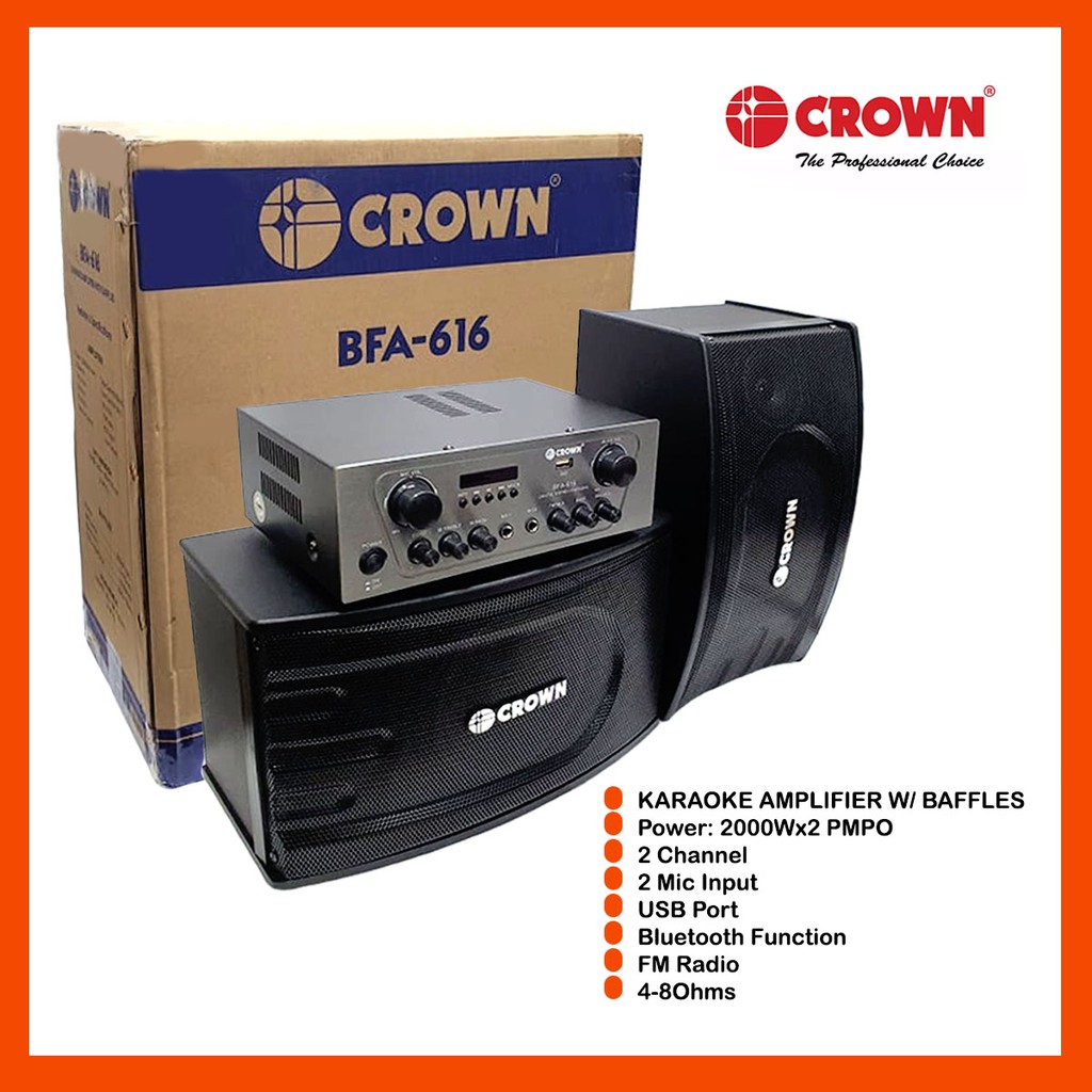 Original Crown BFA-616 Karaoke Amplifier with Baffles - tested before ...