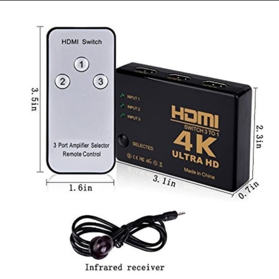 Hdmi SWITCHER 1-3, HDMI SWITCH 3 PORT 4K ULTRA HD WITH REMOTE | Shopee ...
