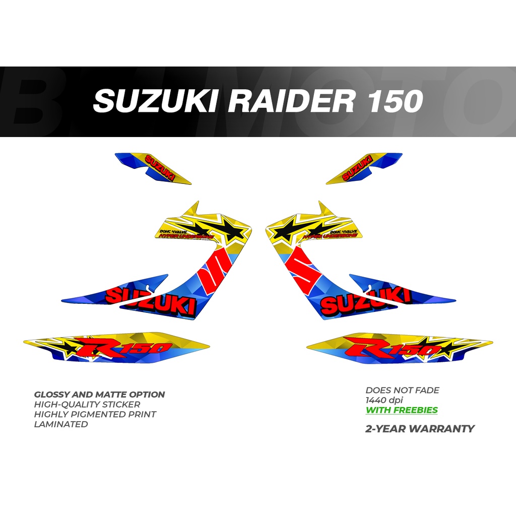 RAIDER 150 (Carb) Decals (LAMINATED for Fade-proof print, High Quality ...