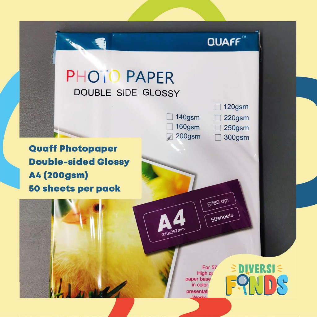 1PACK 200GSM Quaff Photo Paper Photopaper Double Side Glossy White A4 ...