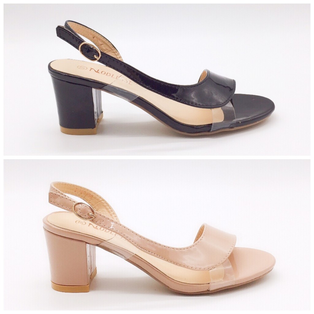 Korean Women Glossy Block-Heel Sandals High Heels | Shopee Philippines
