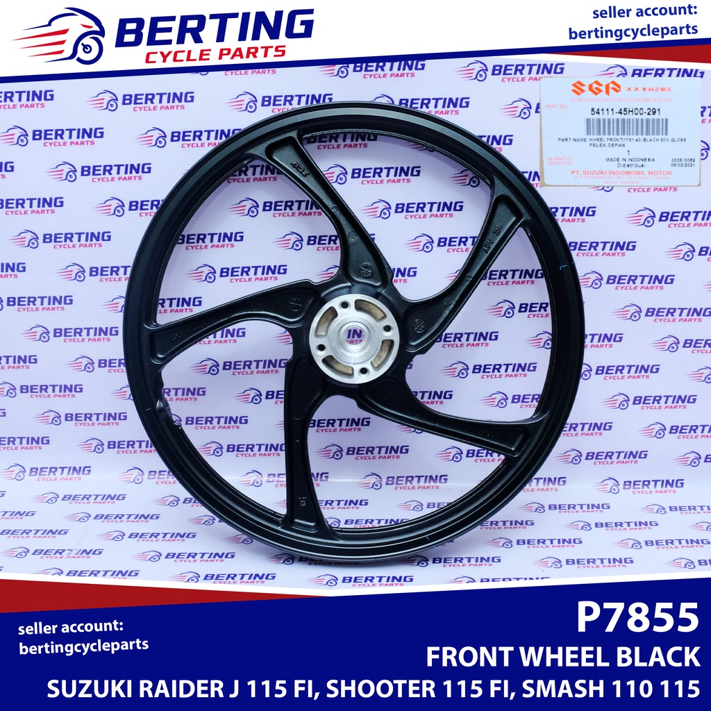 SGP FRONT WHEEL BLACK Suzuki Raider J 115 FI Shooter 115 FI Smash 110 ...