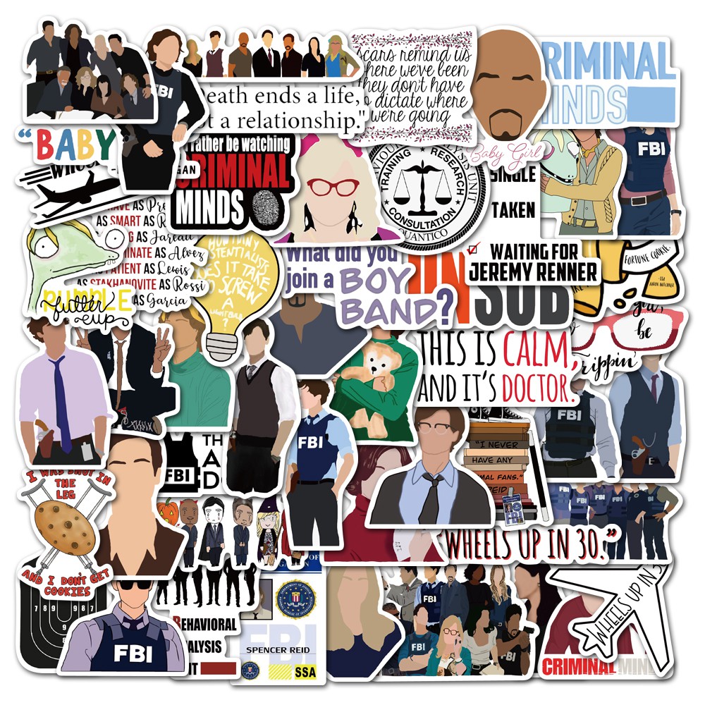 50PCS TV Show Criminal Minds Stickers DIY Motorcycle Luggage Phone ...