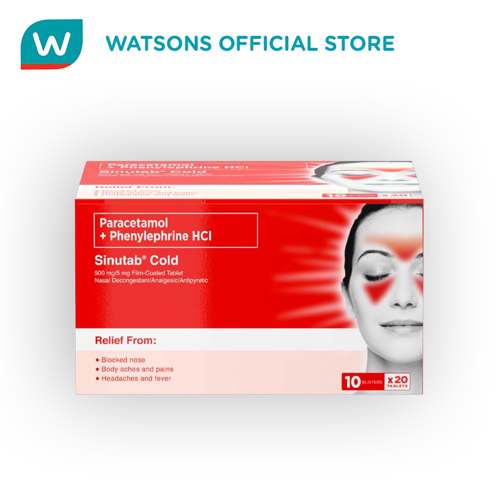 Sinutab Cold Tablets (Paracetamol + Phenylephrine HCI) Sold per piece ...