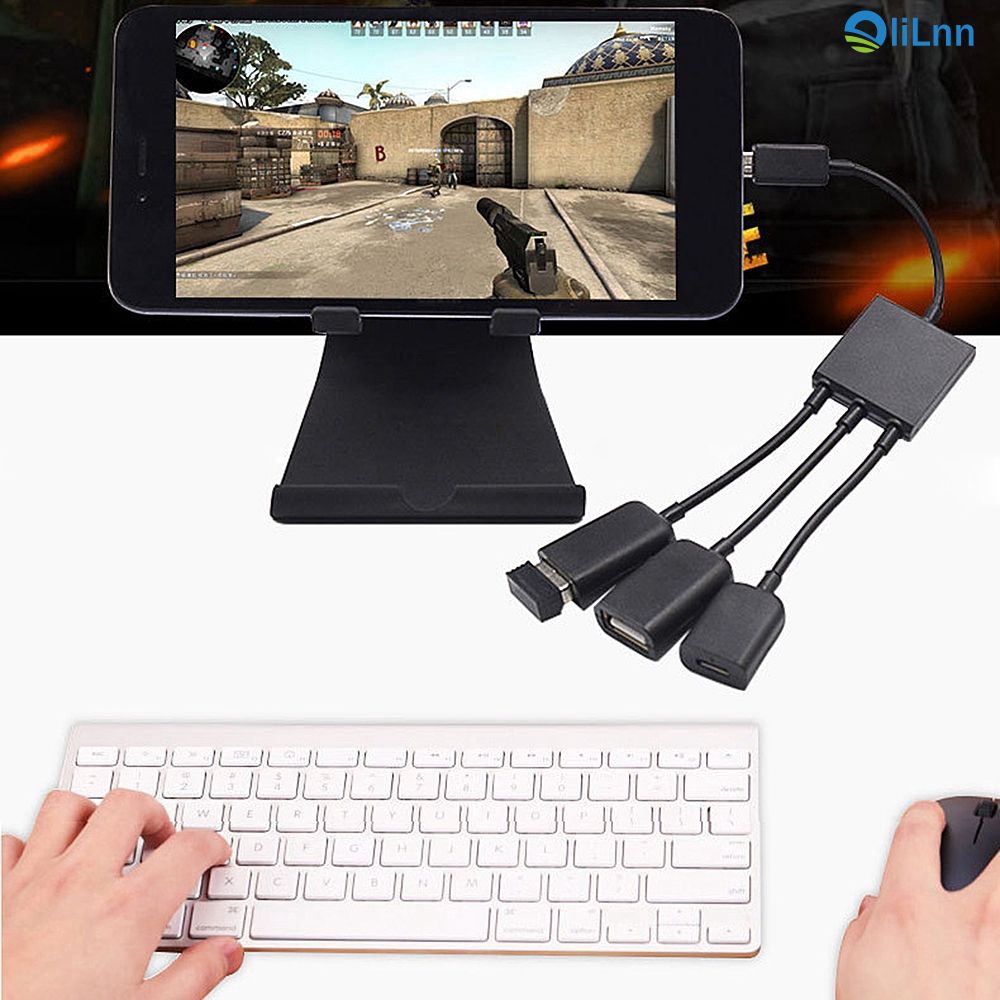 3 in1 Micro OTG USB Port Game Mouse Keyboard Adapter Cable For Android ...