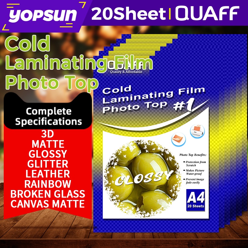 Quaff Photo Top Cold Laminating Film Photo Top A4 ( Glossy / Glitter ...