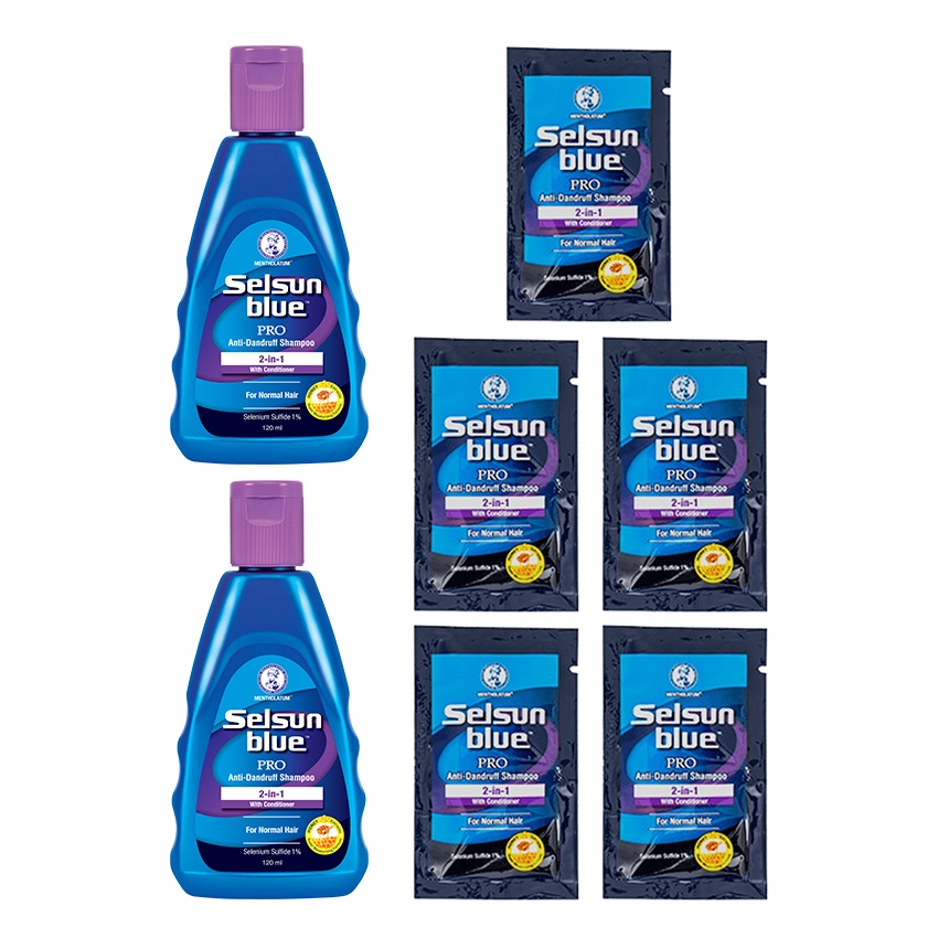 Selsun Blue 2Pcs Pro Anti-Dandruff Shampoo 120ML With 5Pcs Pro Anti ...