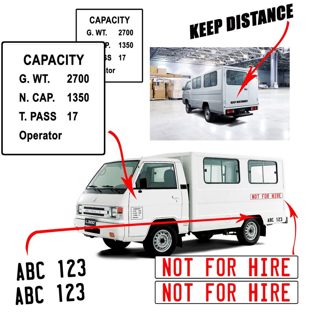 STICKER SET (Capacity, Plate, Keep Distance, Not For Hire) | Shopee ...
