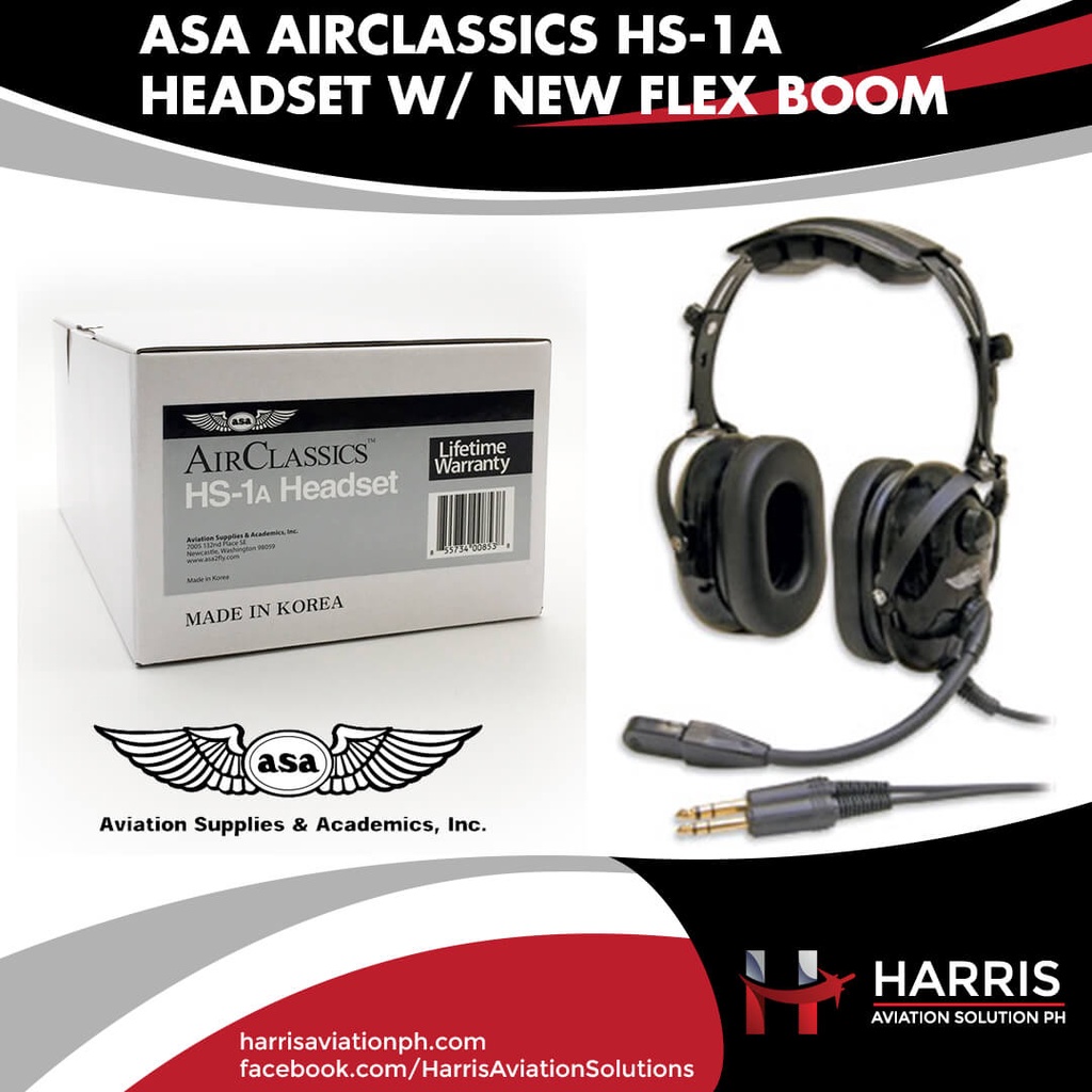 ASA AIRCLASSICS HS-1A HEADSET WITH NEW FLEX BOOM | Shopee Philippines