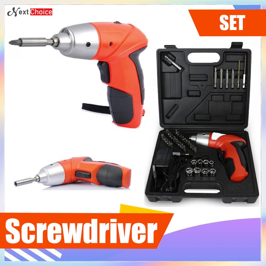 45 PCS Mini Portable Electric Drill Cordless Screwdriver | Shopee ...