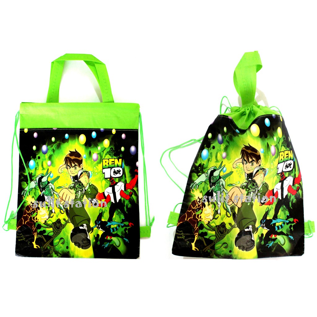 12pcs BEN 10 TEN BIRTHDAY PARTY DRAWSTRING DRAW STRING LOOT BAG ...