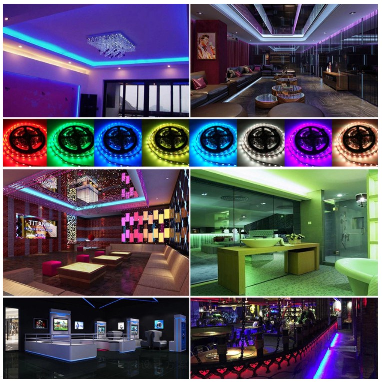 3528 5m/10m LED strip light RGB + 24keys Remote Control + with 12V 2A ...