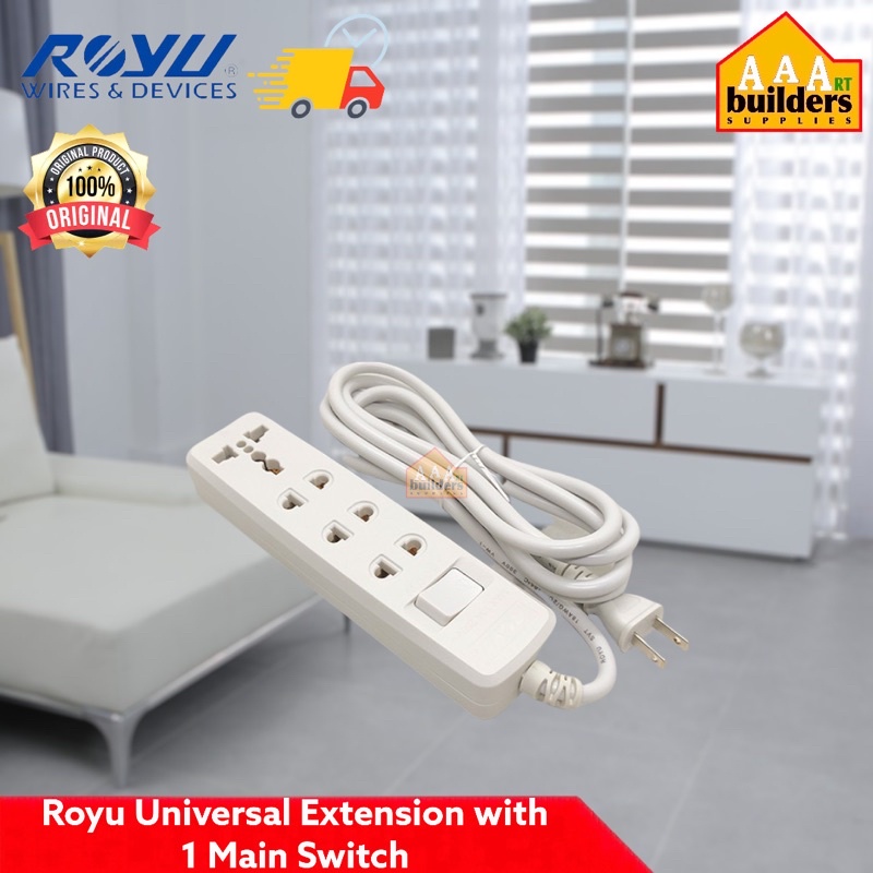Royu Universal Extension Cord With 1 Main Switch | Shopee Philippines