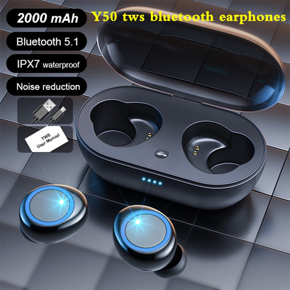 Y50 TWS Wireless Headphones with Mic Bluetooth Earphone Noise Cancle ...