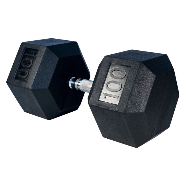 1x 100 Pounds Lbs Rubber Hexagon Fixed Weight Dumbbell Heaviest Gym