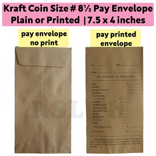 Coin Envelope 500 Pcs Size No. 8½ (7.5 in. x 4 in.) Pay Envelope ...
