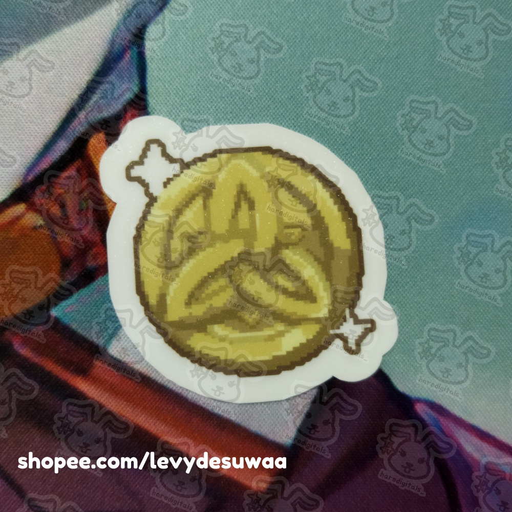 Genshin Impact Mora Pixel Art Water-resistant Vinyl Glittered Sticker ...