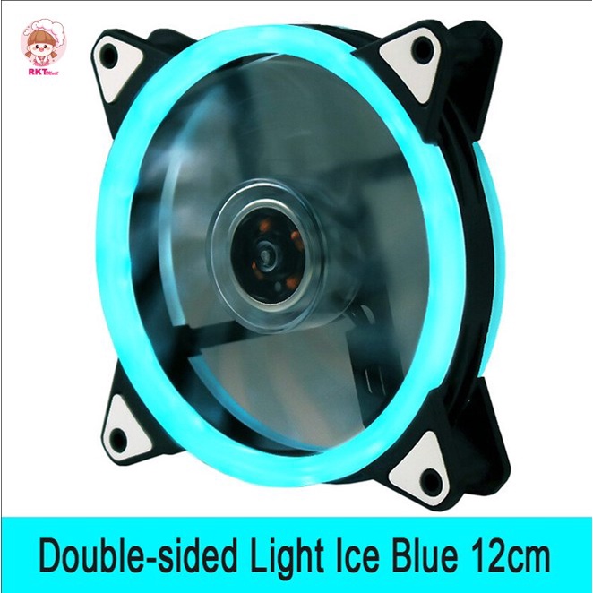 CPU Fan Cooler Case Chassis Cooling Dual Ring Double Sided LED Fan (RGB ...